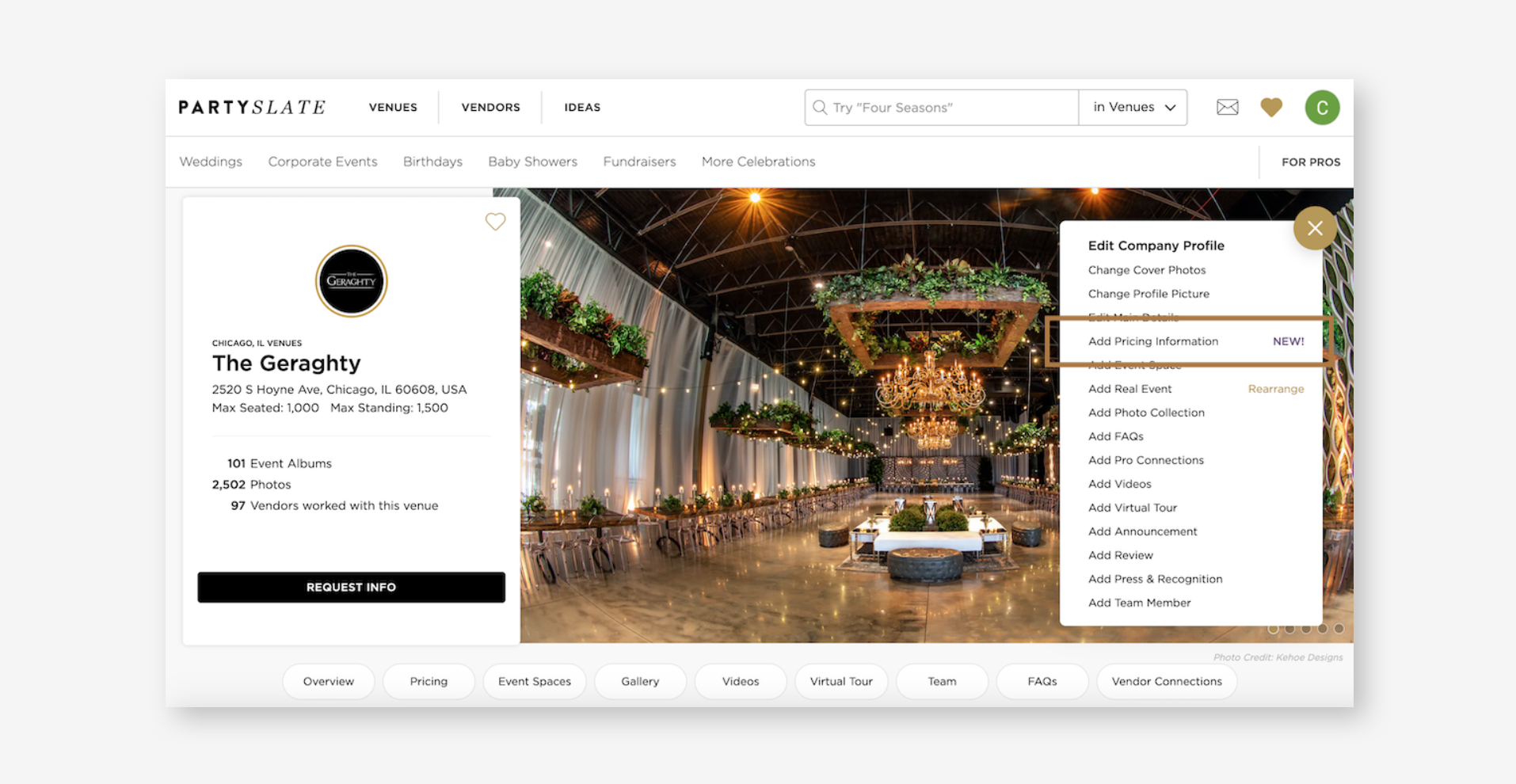 Adding Venue Pricing